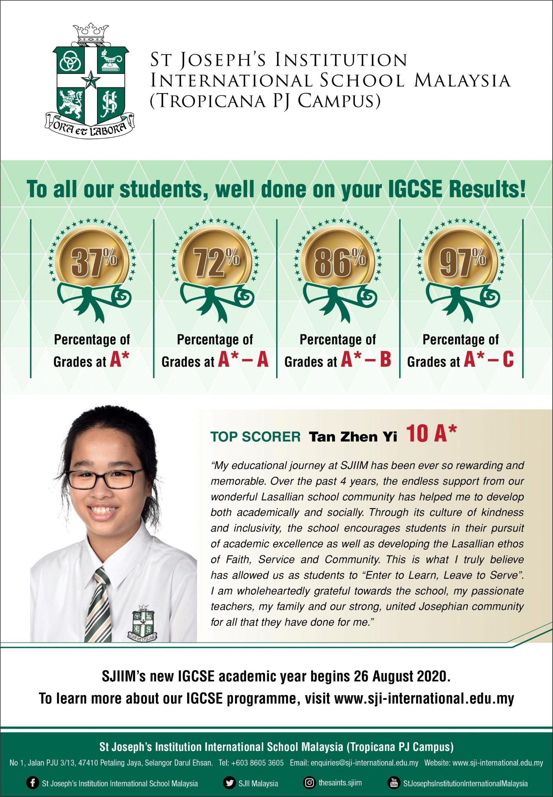 2020 IGCSE Results (Latest Update) | ST Joseph's Institution ...